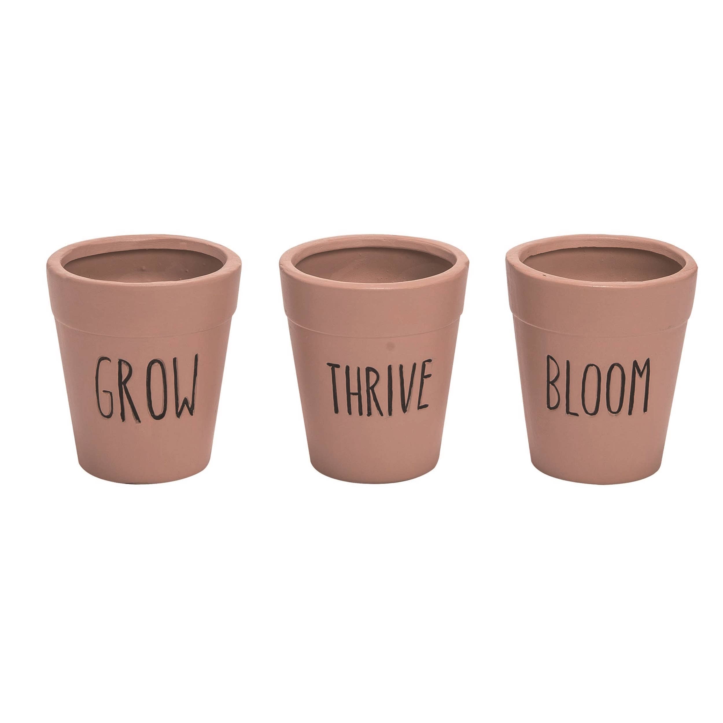 Transpac - Terracotta 4 in. Green Spring Inspirational Mini Pots Set of ...