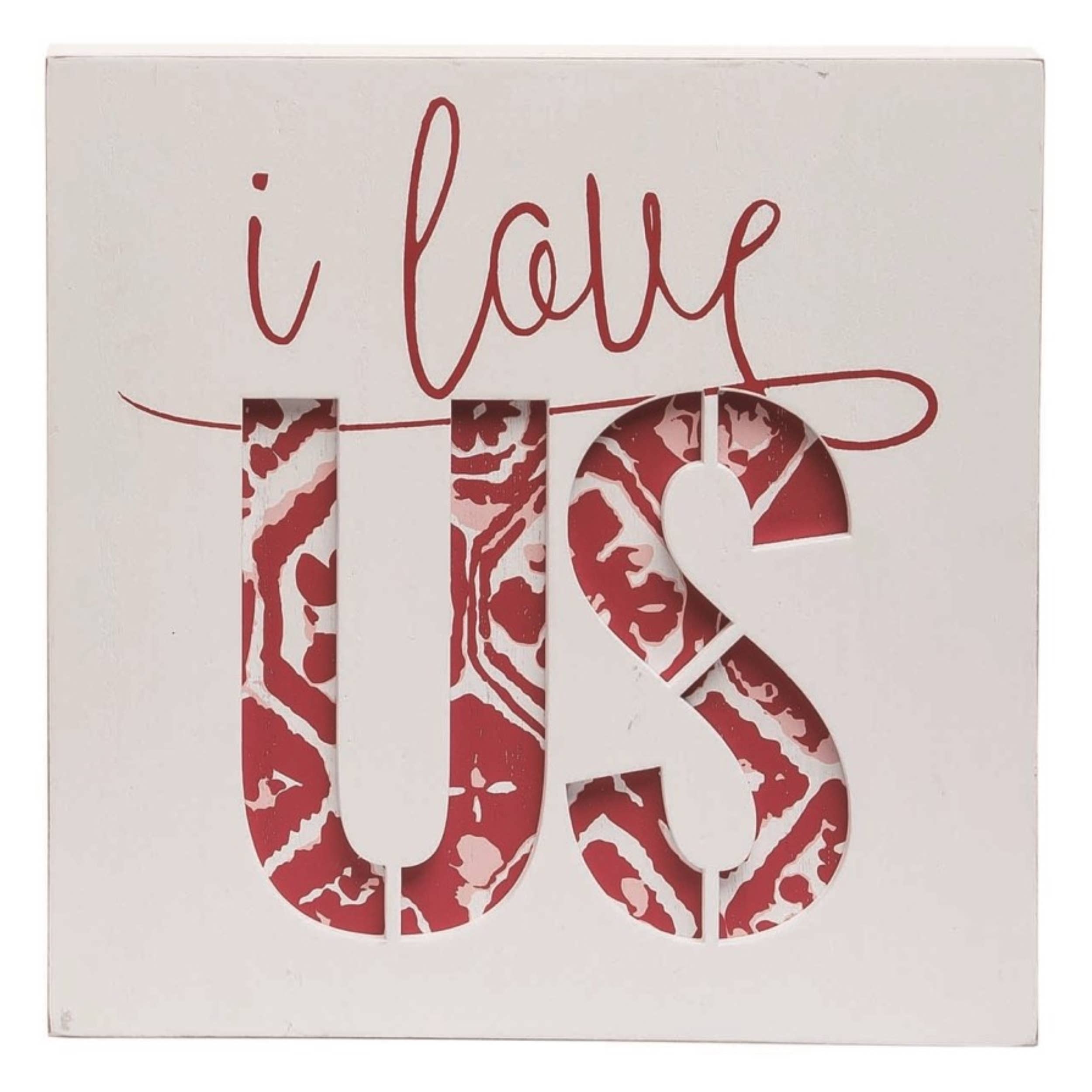 Transpac - Wood 9 in. White Valentines Day I Love Us Decorative Word ...